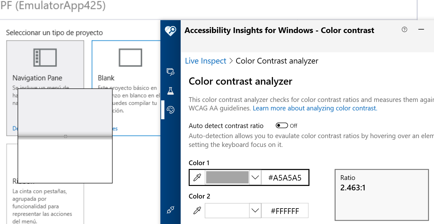 A11y_Windows Template Studio_Select a Project type_ColorContrast: Color ...