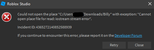 Error when opening place through RobloxModManager · Issue #78 · MaximumADHD/Roblox-Studio-Mod ...