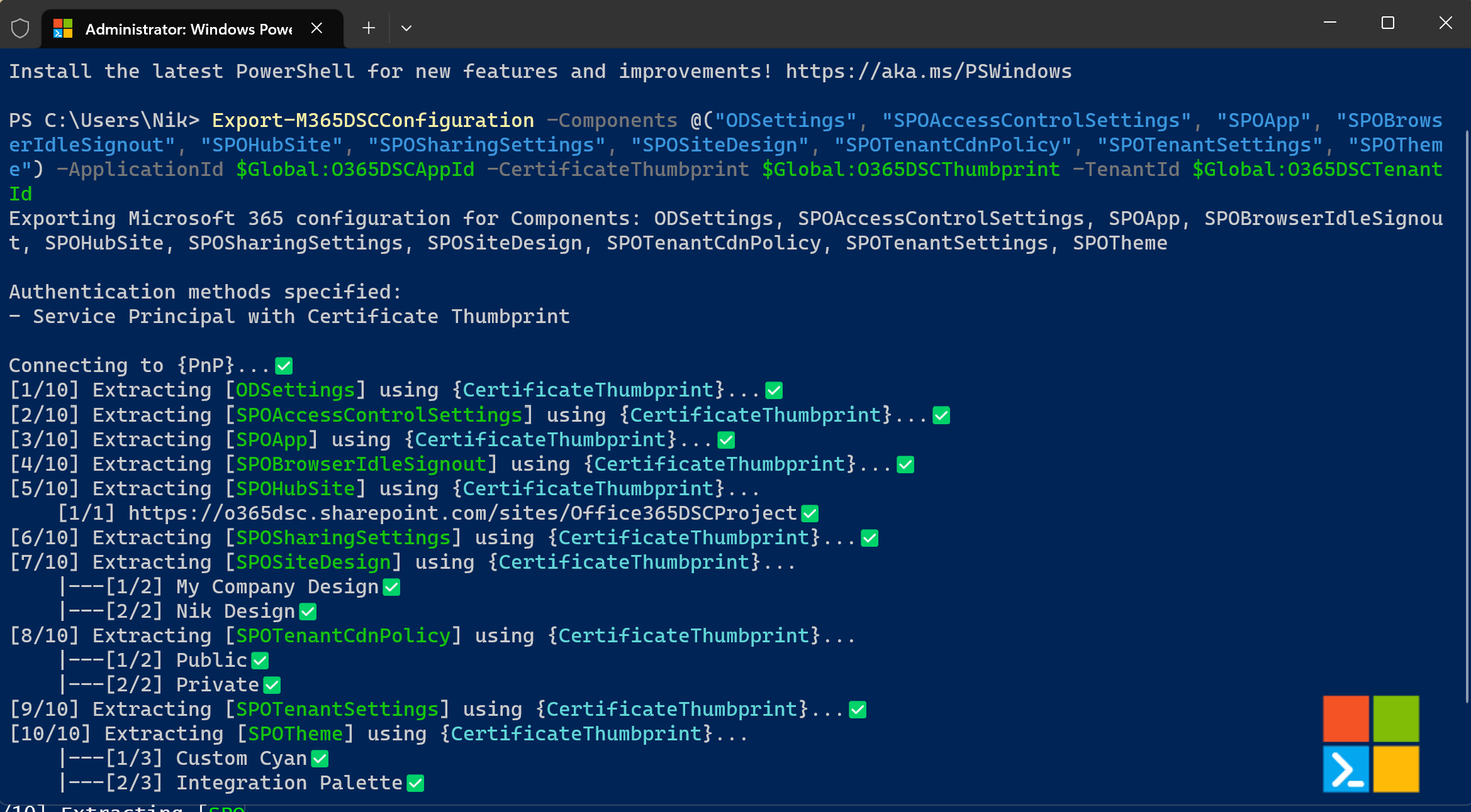 Issue while exporting the site configurations with certificate thumbprint · Issue #2993 ...