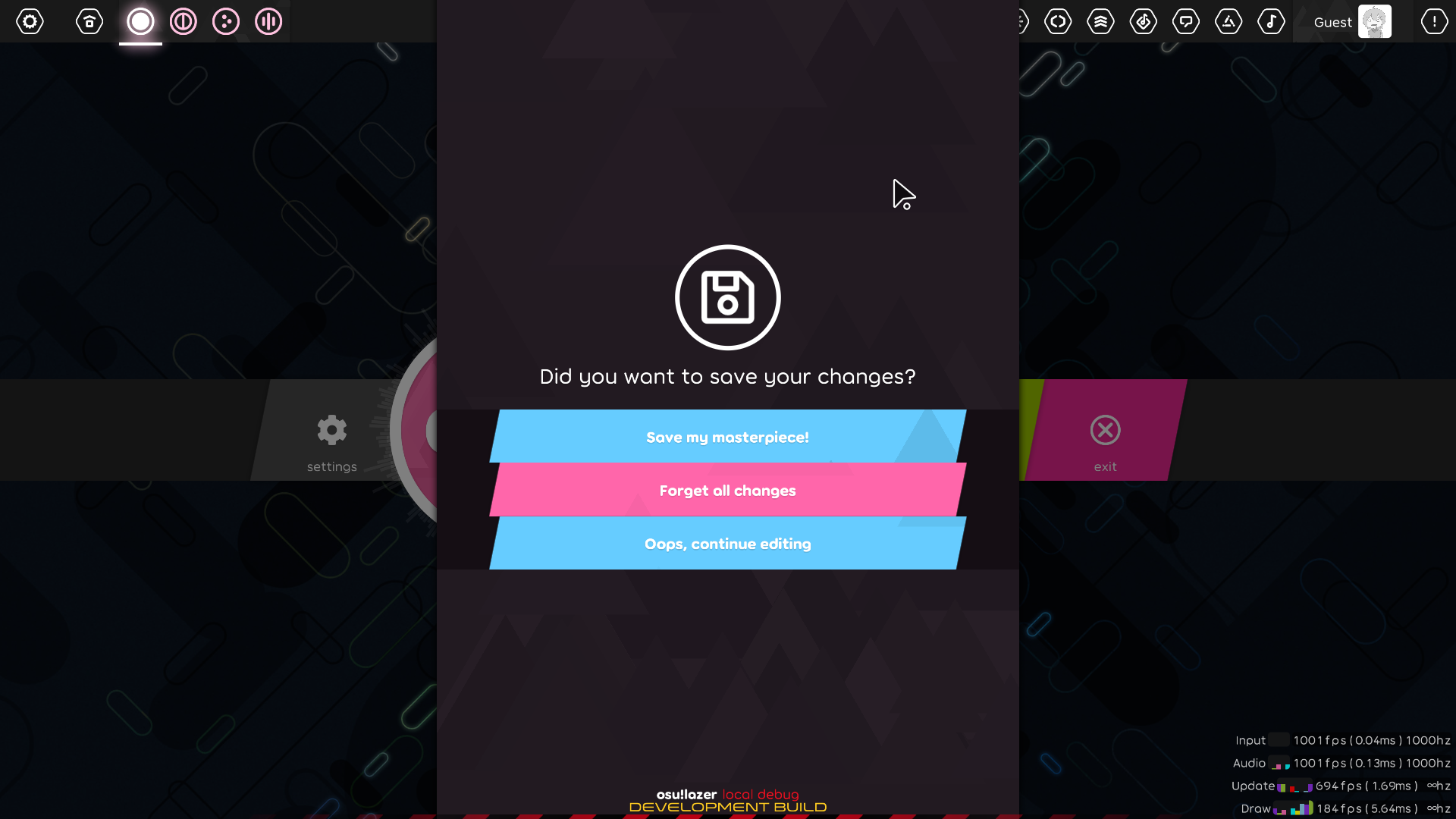 Able to exit the editor before the confirmation dialog appears, potentially crashing the game ...