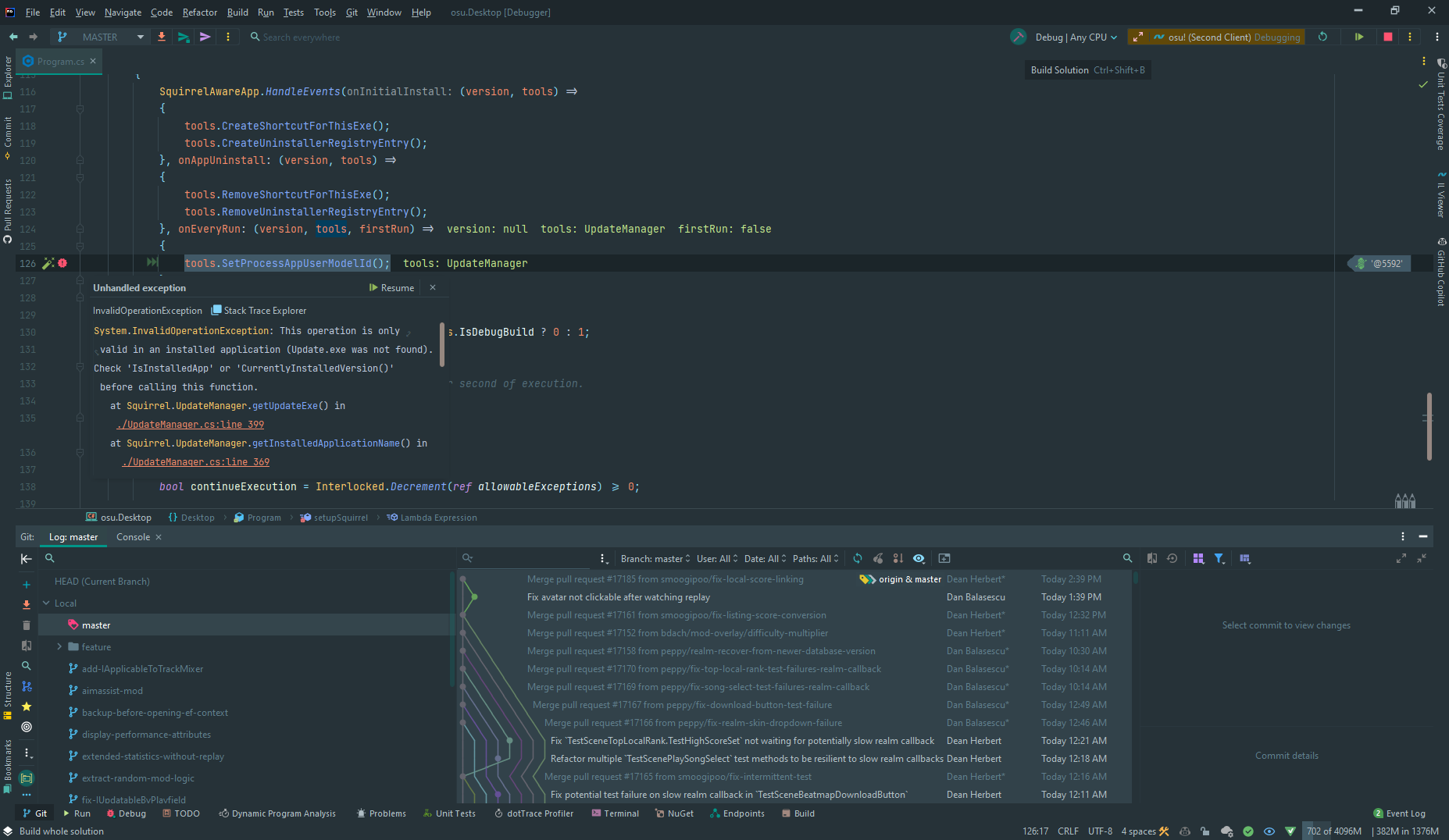`--debug-client-id=1` crashes with Squirrel error · ppy osu · Discussion #17190 · GitHub