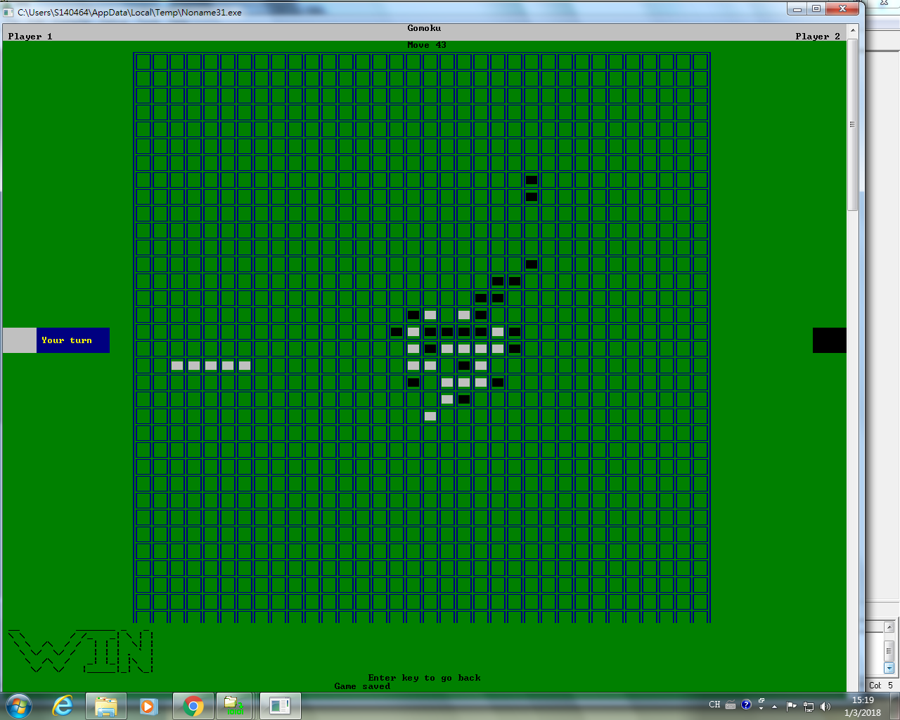 Diagonal 5 in a row is not counted as winning · Issue #1 · hlysine/Pascal-Gomoku · GitHub