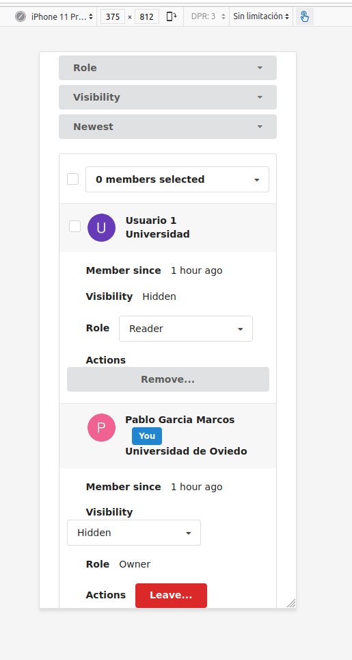 Fix members mobile view. · Issue #646 · inveniosoftware/invenio-communities · GitHub
