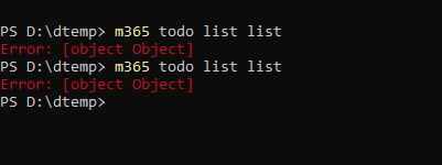 Bug report: Error while using m365 todo list list cmdlet · Issue #4921 · pnp/cli-microsoft365 ...