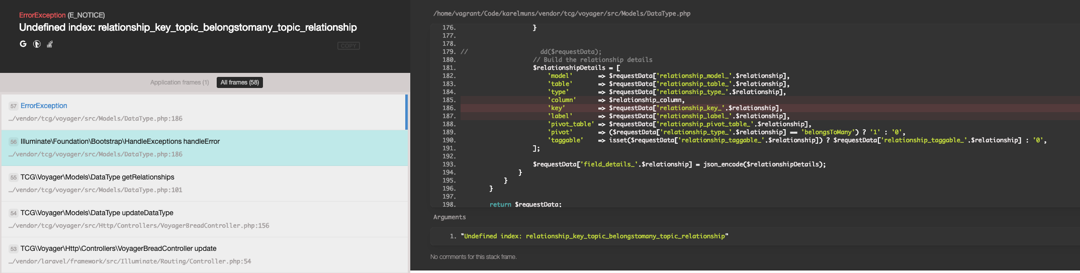 Bug Undefined Index Relationshipkey · Issue 3960 · Thedevdojovoyager · Github 