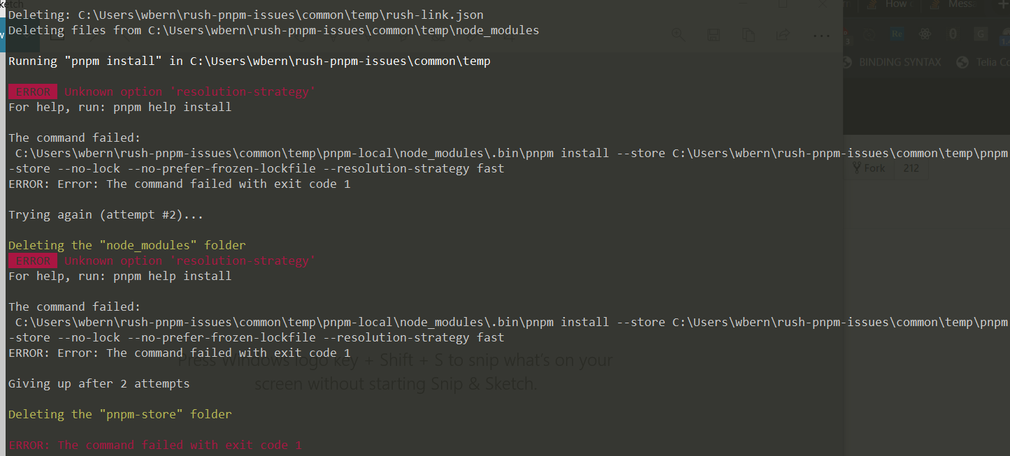 Rush Unknown Option Resolution Strategy Issue 1598 Microsoft