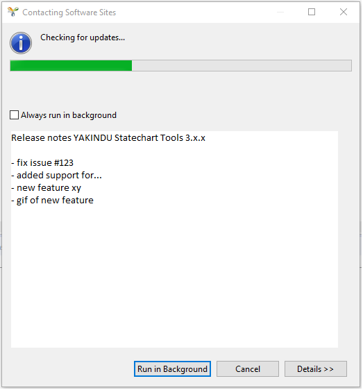 Show the latest release notes while updating to the newest version ...