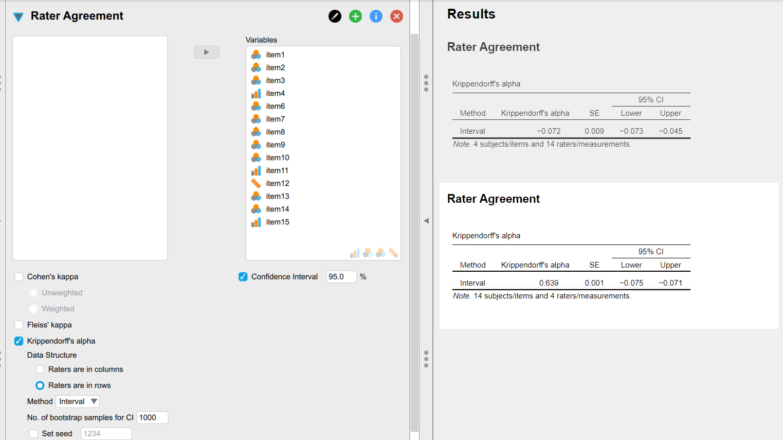 [Bug]: CI for Krippendorff's alpha · Issue #2318 · jasp-stats/jasp-issues · GitHub