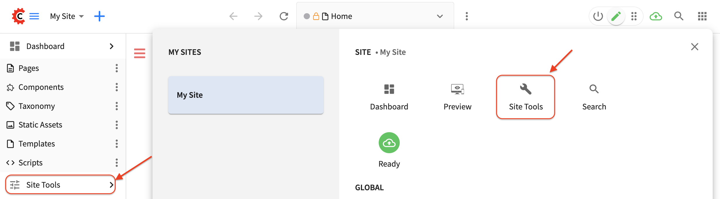 [studio-ui] Use the same icon for Site Tools in Sidebar and Navigation Menu · Issue #5308 ...