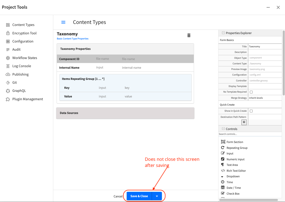 [studio-ui] Close content type form after clicking on "Save & Close ...