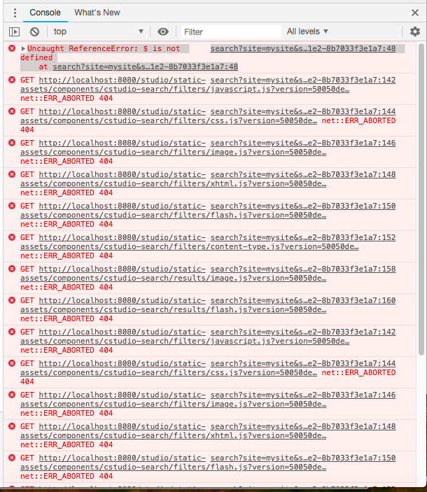 [studio-ui] Error in logs when clicking on the search icon from the context nav · Issue #2770 ...
