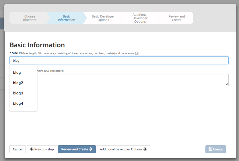 [studio-ui] Empty site is created even if bp selected in Create Site screen is not the empty bp ...