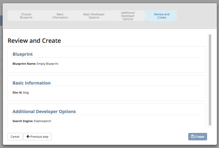 [studio-ui] Empty site is created even if bp selected in Create Site screen is not the empty bp ...