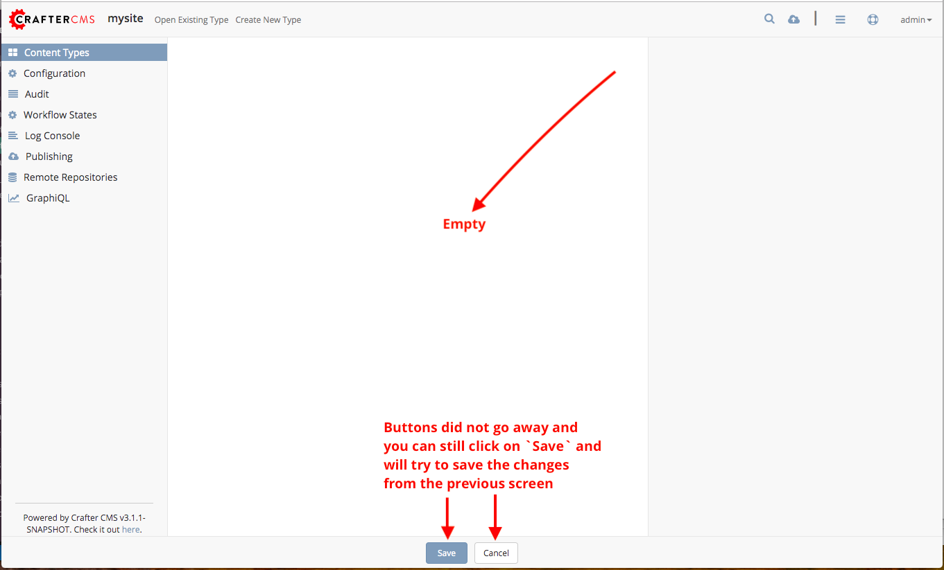 [studio-ui] "Save" and "Cancel" button does not go away after ...