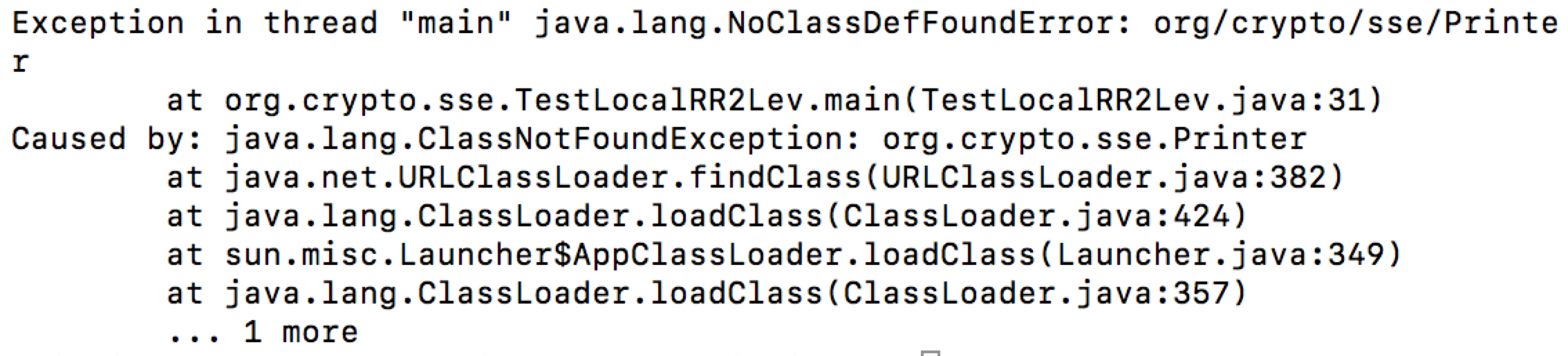 java.lang.NoClassDefFoundError: org/crypto/sse/Printer · Issue #14 · encryptedsystems/Clusion ...