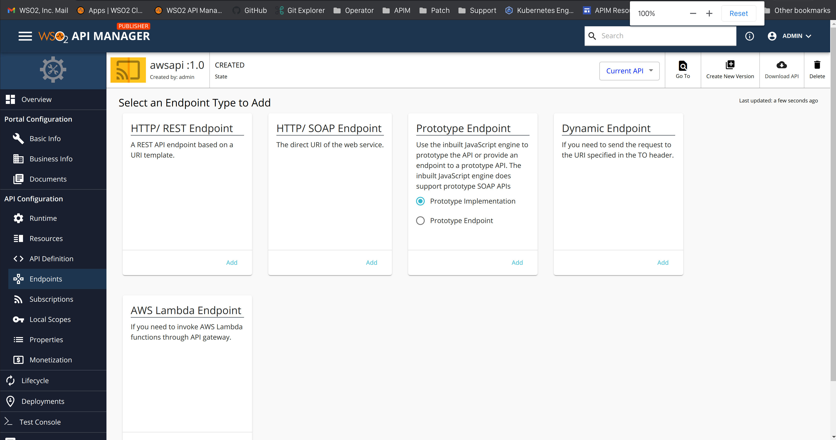 Empty space in the Endpoint type selection page · Issue #10297 · wso2/product-apim · GitHub