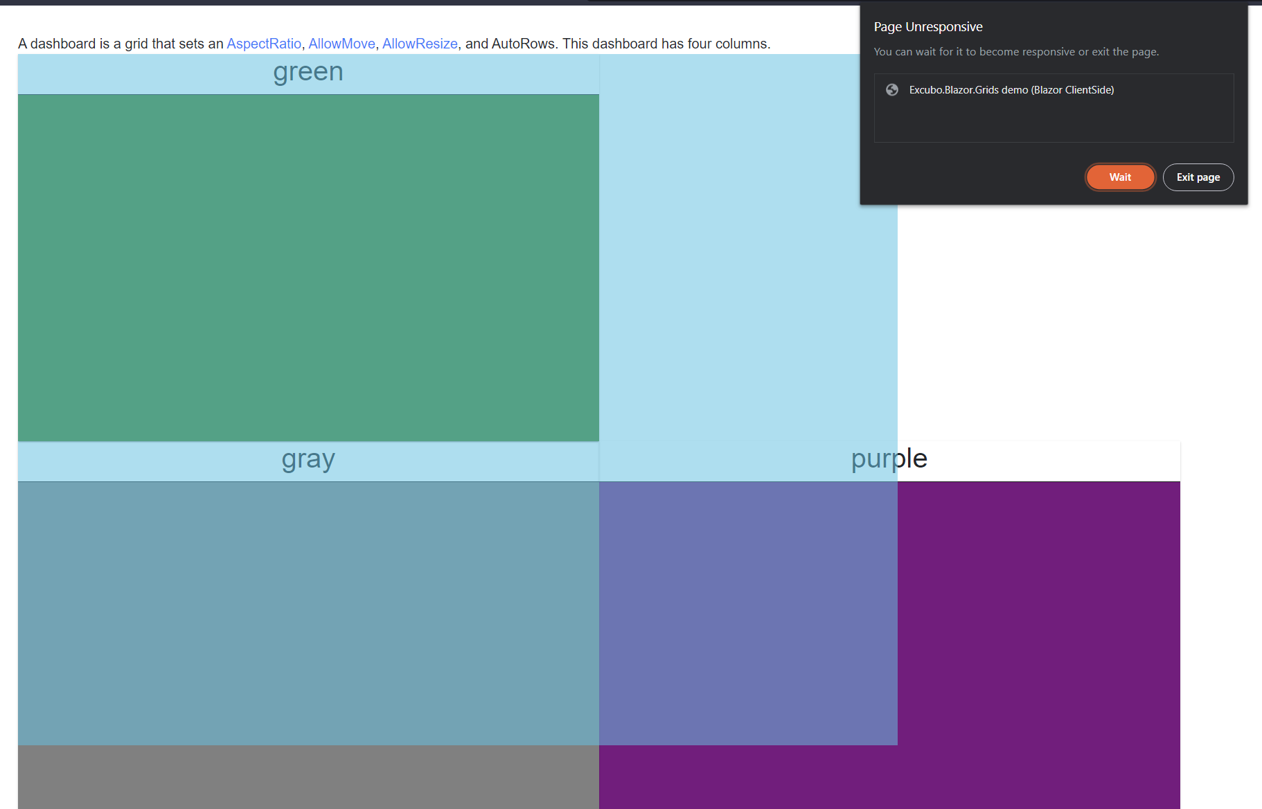 Dashboard grid sluggish/freezing · Issue #19 · excubo-ag/Blazor.Grids · GitHub