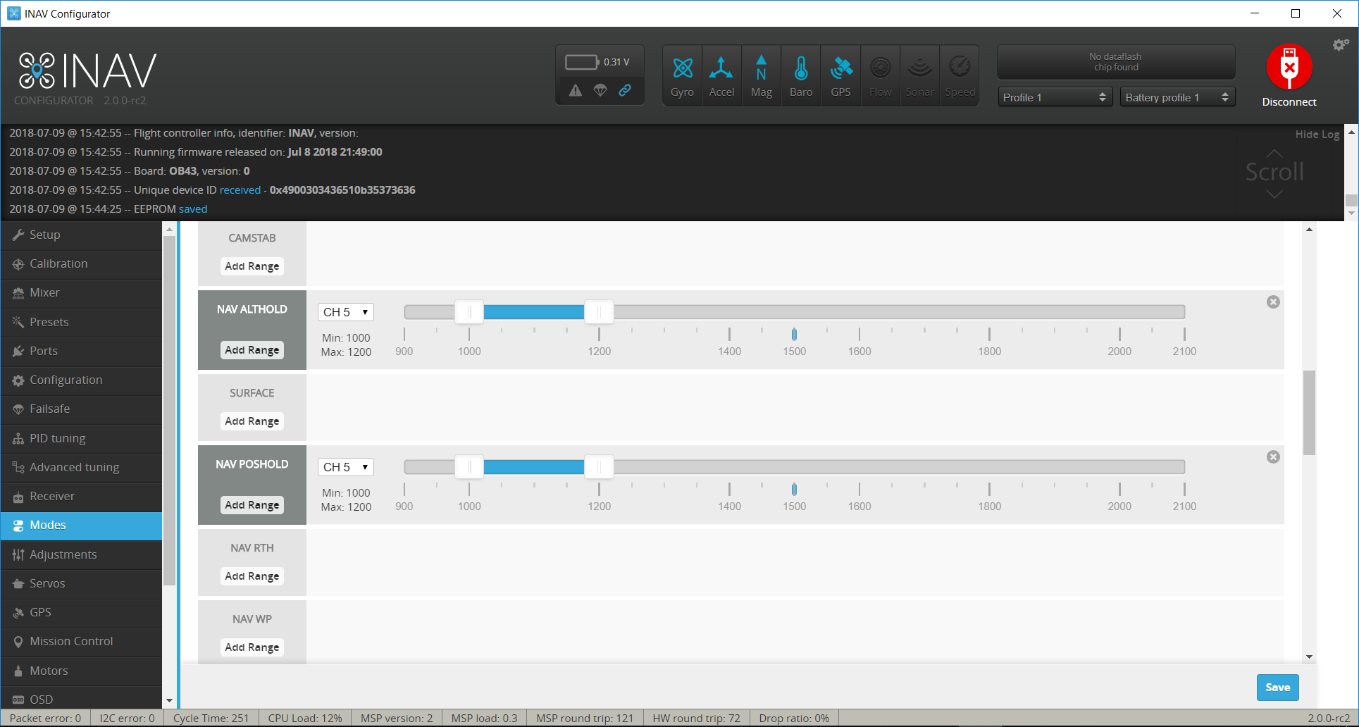 inav 2.0.0-RC2 Navigation not safe: Why? After unplugging the USB cable the motors do not start ...