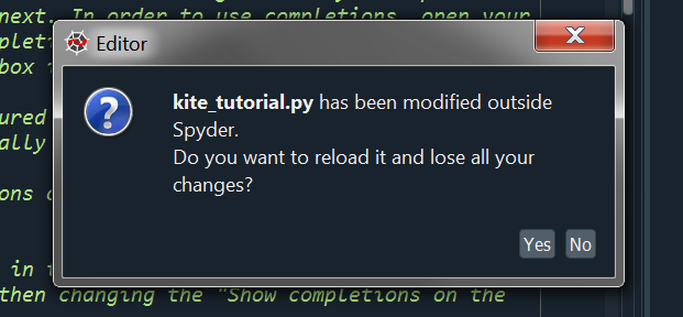 Getting "kite_tutorial.py" has been modified outside Spyder message each time I use Kite's ...