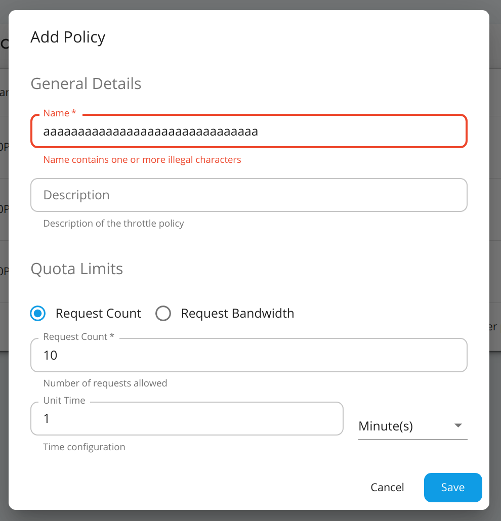 Application Rate Limitation Policy Adding dialog box can be improved · Issue #9113 · wso2 ...