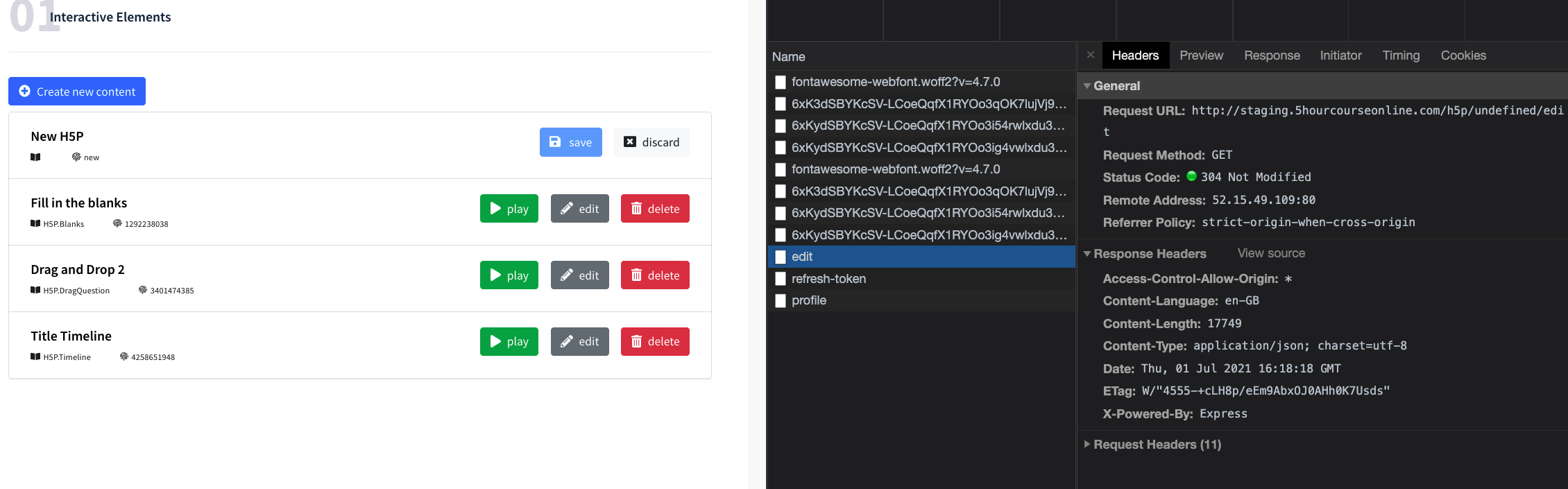 H5P edit Play and other API calls response error in build but not in development · Issue #1542 ...