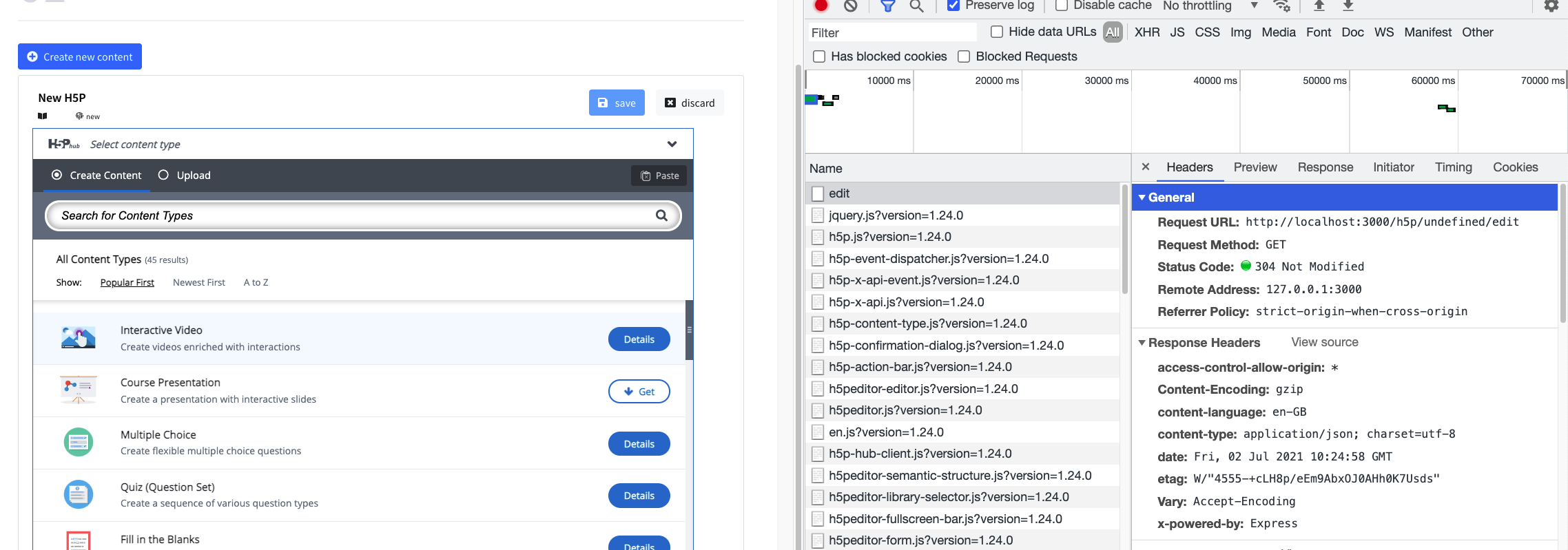 H5p Edit Play And Other Api Calls Response Error In Build But Not In 6916