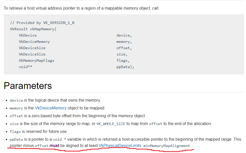 Alignment for vmaMapMemory · Issue #159 · GPUOpen-LibrariesAndSDKs/VulkanMemoryAllocator · GitHub