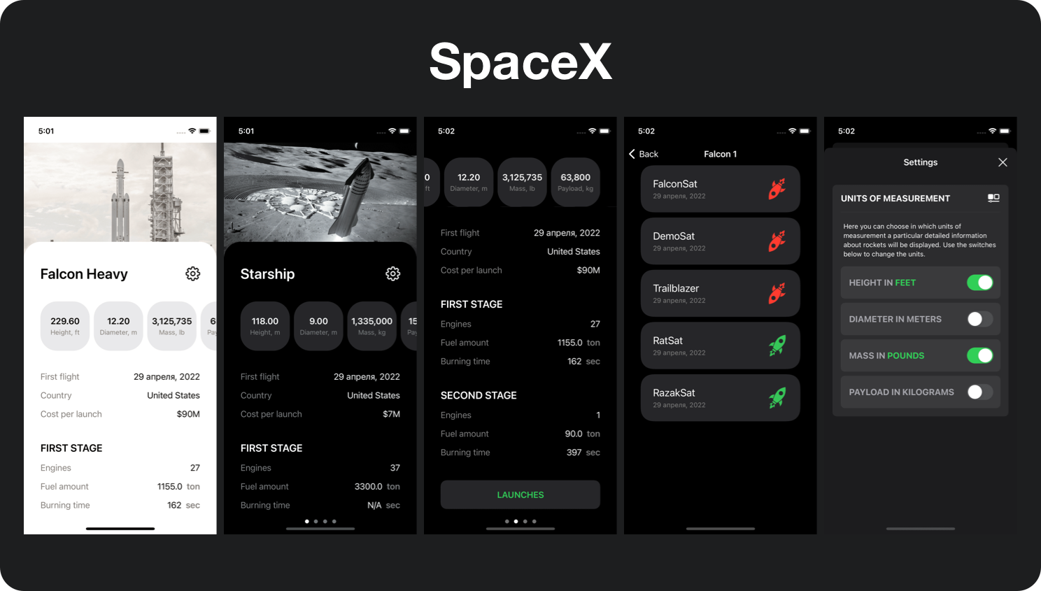 GitHub - bboowwttiiee/SpaceX: This application receives data from the API and shows information ...