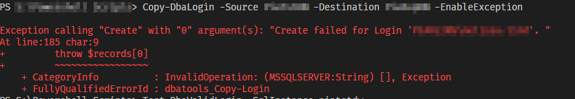 Copy-DbaLogin fails when an AD login on source is invalid · Issue #3184 · dataplat/dbatools · GitHub