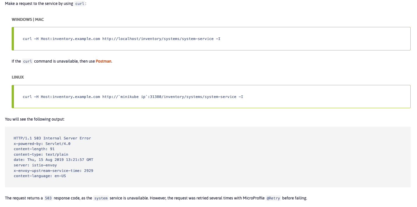 Peer Review · Issue #4 · OpenLiberty/guide-microprofile-istio-retry-fallback · GitHub