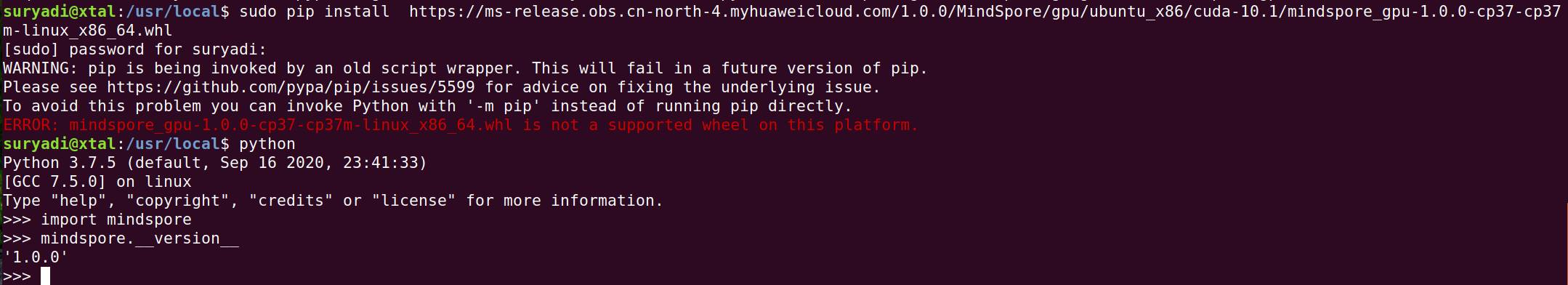 MindSpore 1.0.0 conflict with CUDA 10.1 Installation · Issue #89 ...
