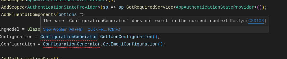 fix: [ConfigurationGenerator not found] in [program.cs] · Issue #625 · microsoft/fluentui-blazor ...