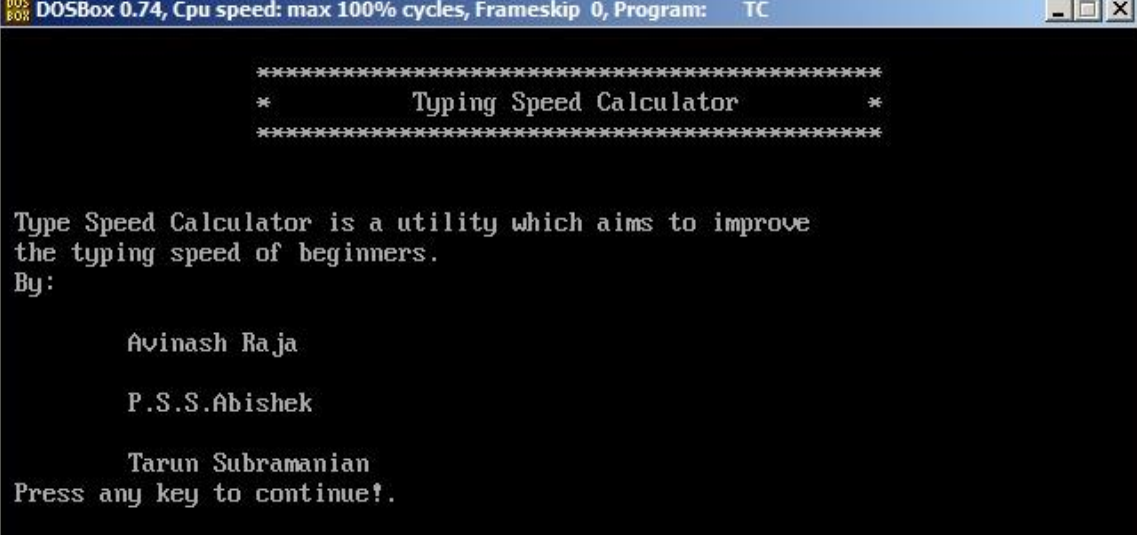 GitHub - tarun010/typing_speed_calculator: December 2015 - An MS-DOS ...