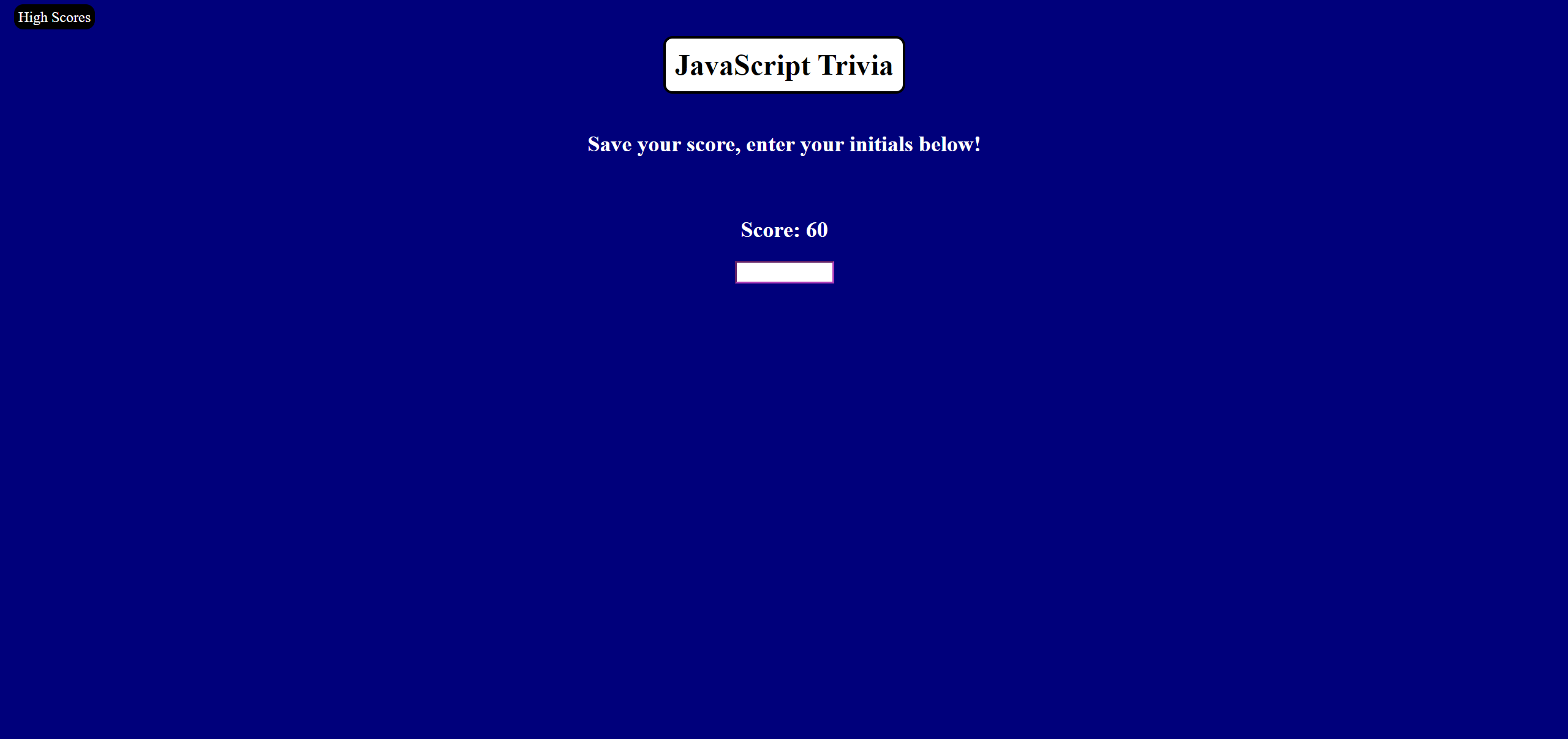 GitHub - dkempen98/JS-trivia: Timed quiz with high score tracking and a timer covering HTML, CSS ...
