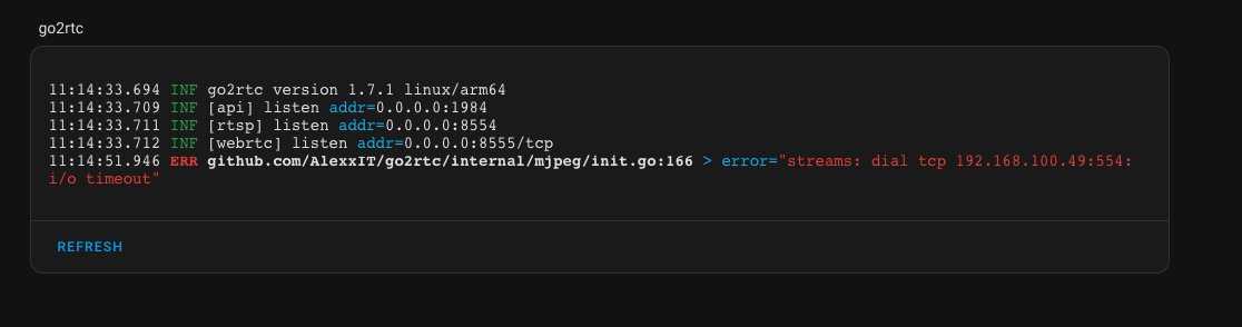 [Config Support]: go2rtc not connecting · Issue #7892 · blakeblackshear/frigate · GitHub