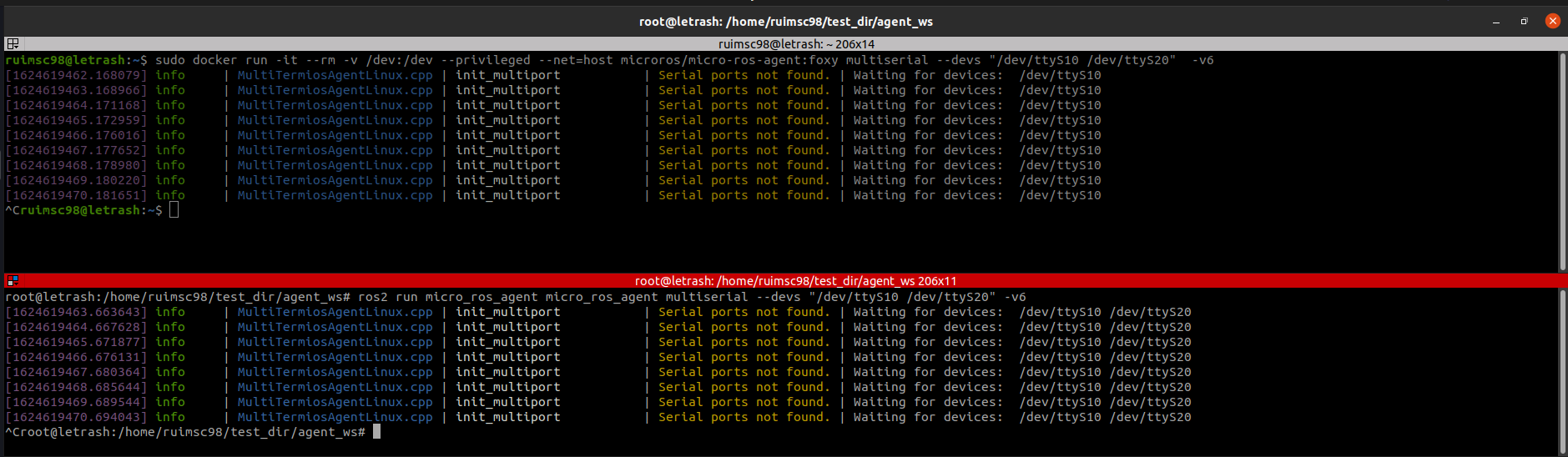 Multiserial Agent Parsing Arguments Incorrectly In Docker Image · Issue 70 · Micro Ros Micro