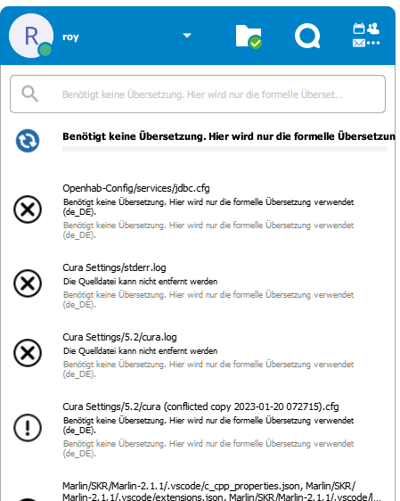 Eyery Text is "Benötigt keine Übersetzung, hier wird nur die formelle Übersetzung verwendet (de ...