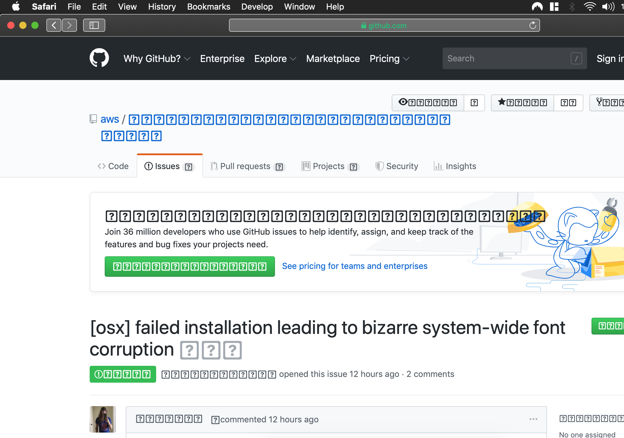 [osx] failed installation leading to bizarre system-wide font corruption · Issue #39 · aws/aws ...