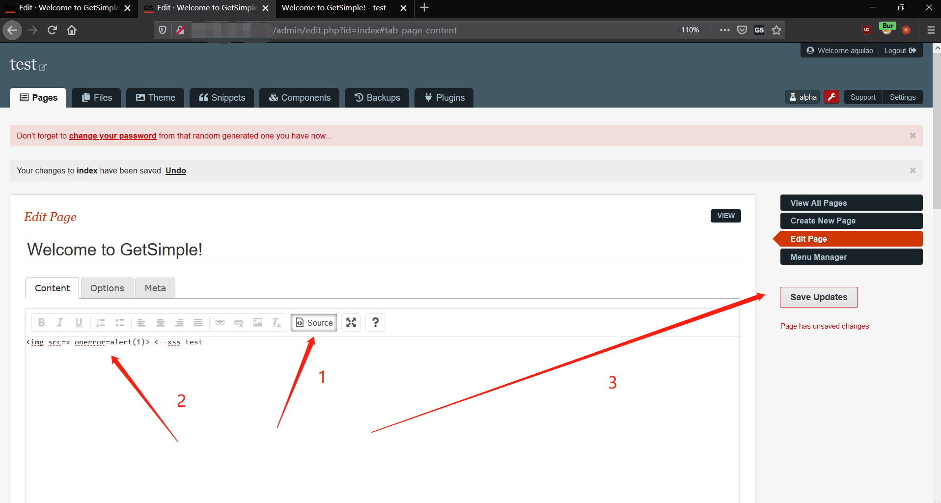 Cross Site Scripting(XSS) Vulnerability in Latest Release 3.4.0a admin ...