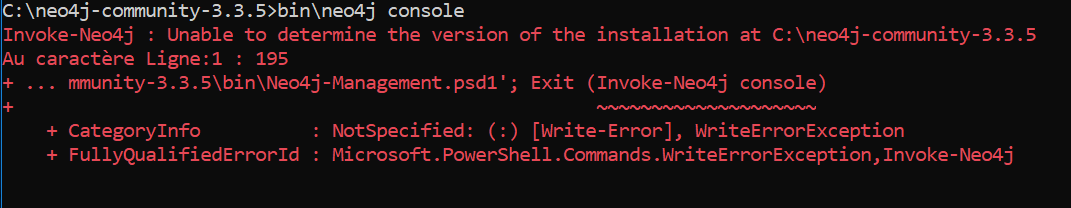 Neo4J-community-3.3.5 Unable to determine the version of the ...