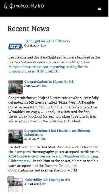 Fix news overlap on banner · Issue #388 · makeabilitylab/makeabilitylabwebsite · GitHub