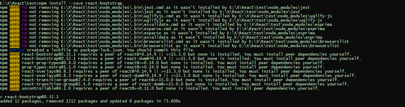 Not run after run this command npm install --save react-bootstrap ...
