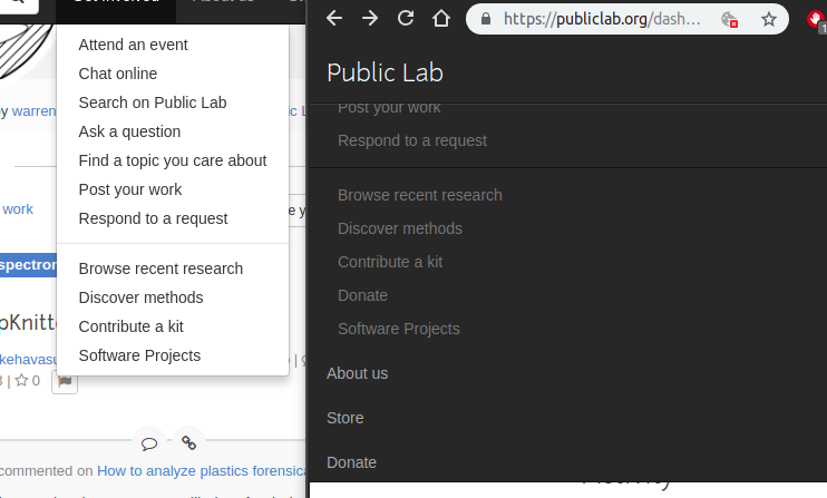 Improve navbar for short resolution or mobile view Part 1 · Issue #3449 · publiclab/plots2 · GitHub
