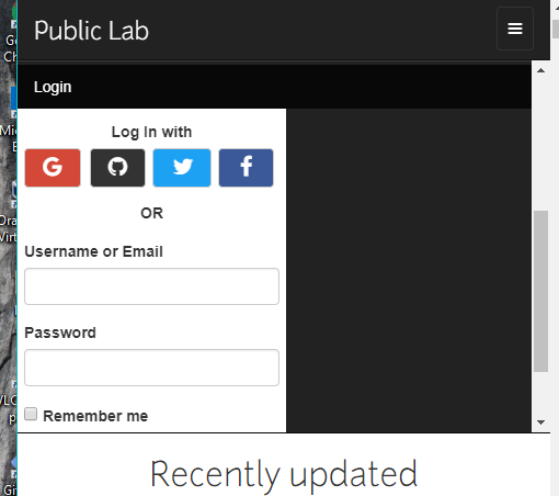 Login page background is transparent on mobile screens · Issue #3421 · publiclab/plots2 · GitHub