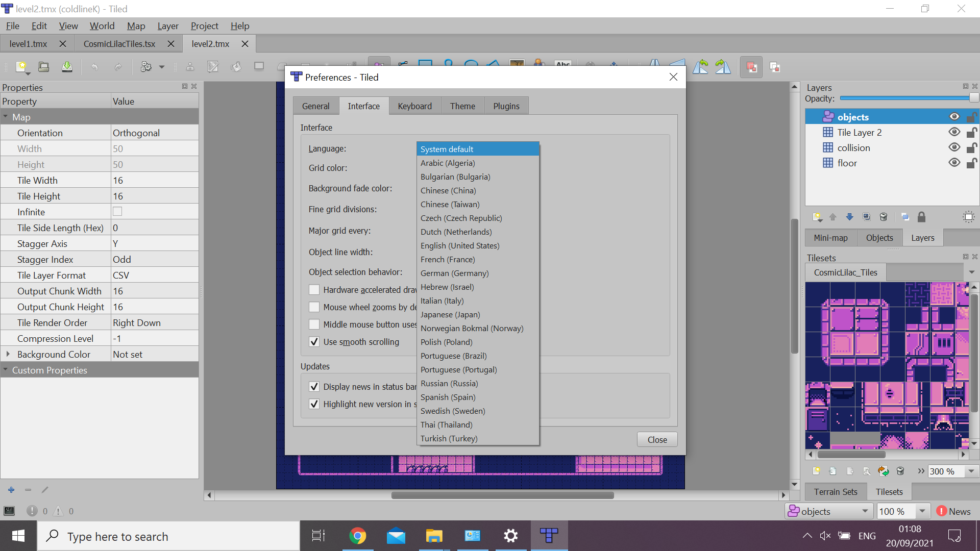 Ukrainian language not showing up in the list of languages · Issue #3132 · mapeditor/tiled · GitHub
