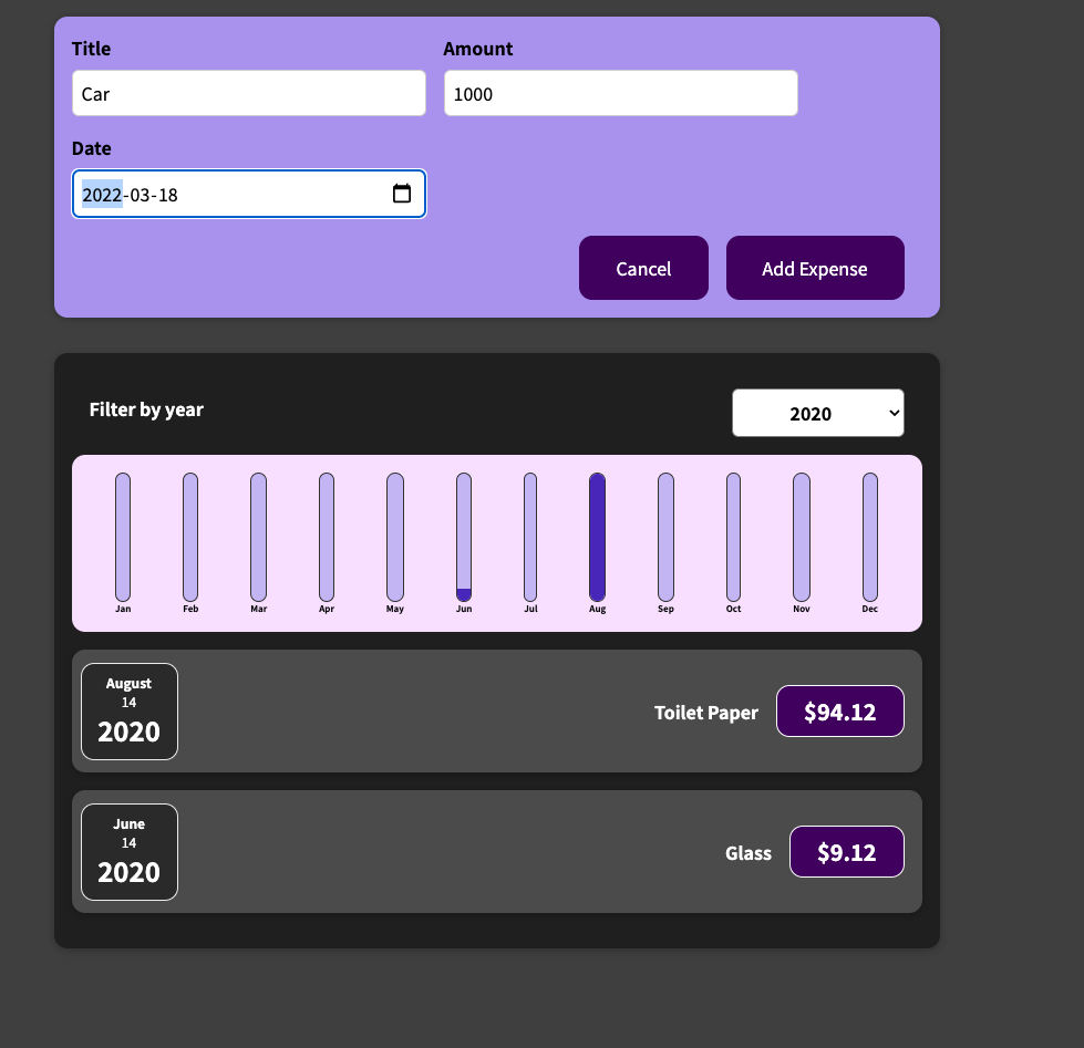 Github Parvathyvd React Addnewexpense Displaychart React Add New Expense And Track The