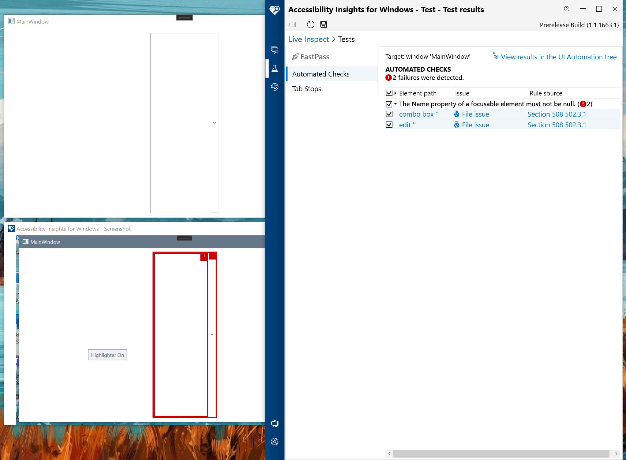 [A11Y] Editable ComboBox flagged with 'Name property of a focusable element must not be null ...