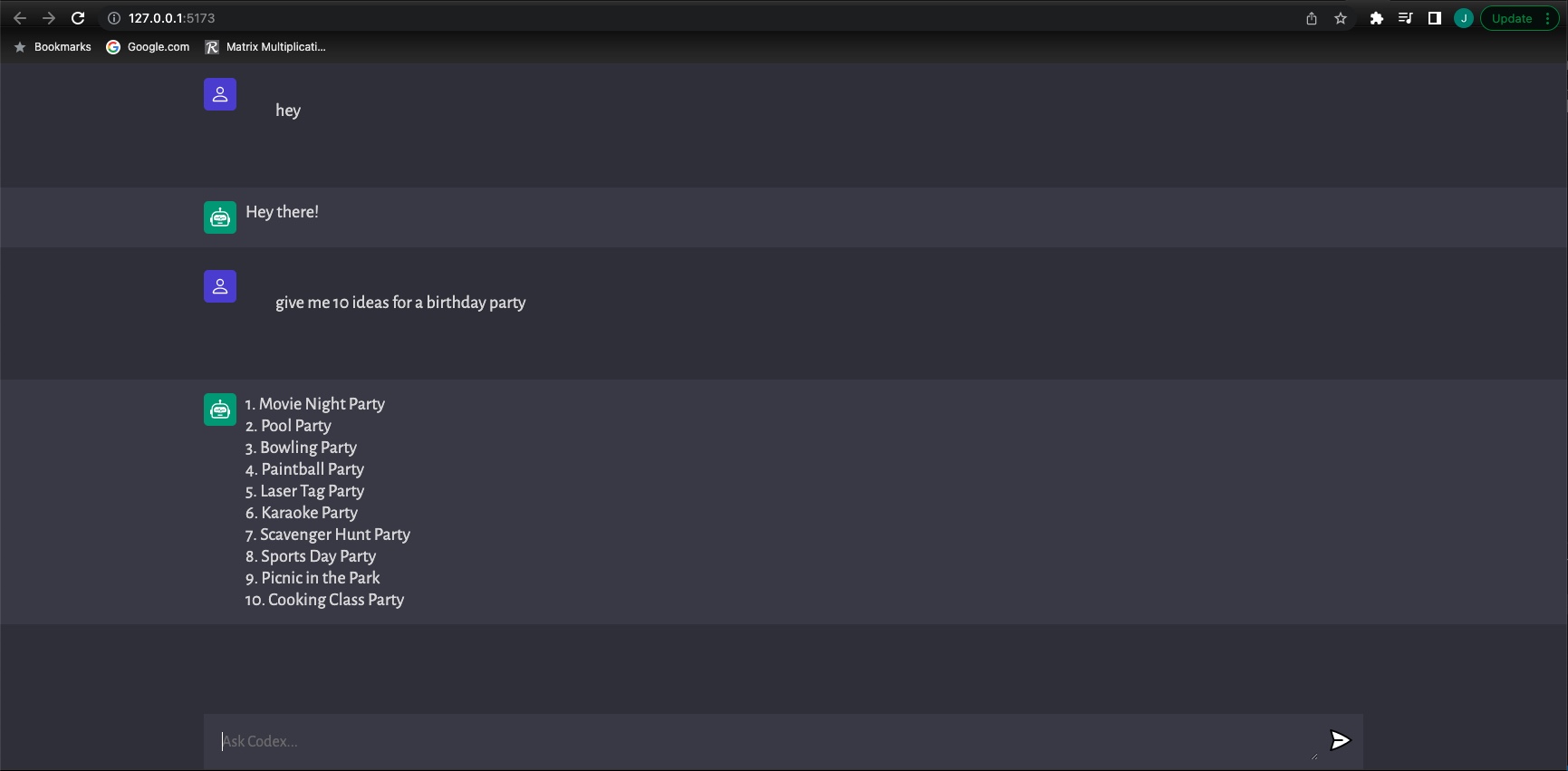 GitHub - juandavinlie/Codex: AI Chat Bot built using OpenAI's API