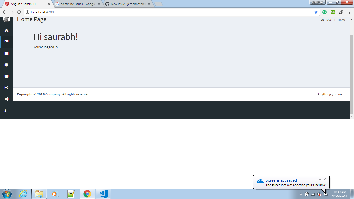website goes to half of the screen but when i click on the side bar it ...