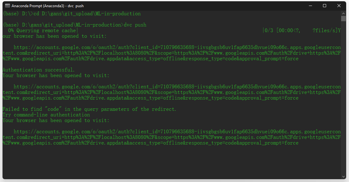 google drive auth appear multiple tags and not work · Issue #8394 · iterative/dvc · GitHub